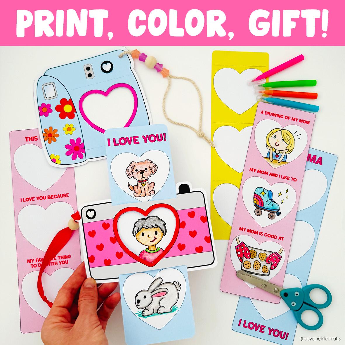 FUN Valentine's Day Printable Craft Bundle Kids FOUR Valentine Art ...