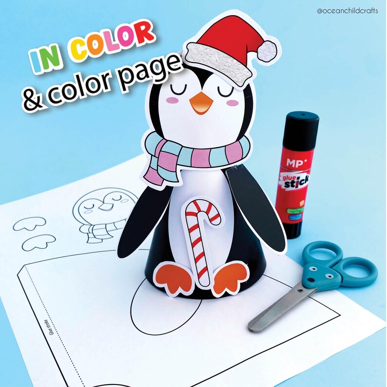Penguin Craft for Kids, Penguin Color Cut Glue Kids Template Winter ...