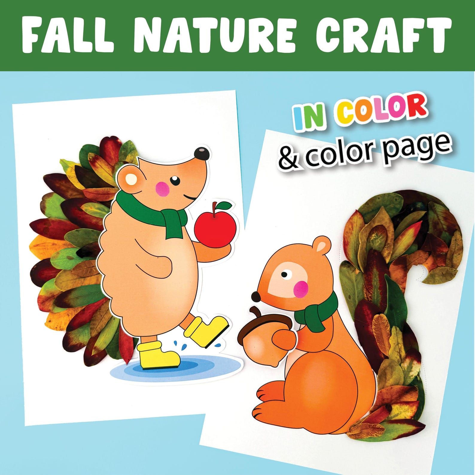 Woodland Animals Fall Craft Bundle – Hedgehog and Squirrel Printable ...