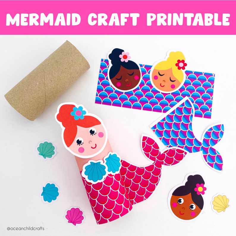 Coloring Page Mermaid Puppet, Craft a Mermaid Worksheet DIY Puppets ...