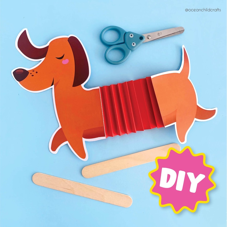 FUN Christmas Activity Dancing Dog Craft Printable, DIY Template ...