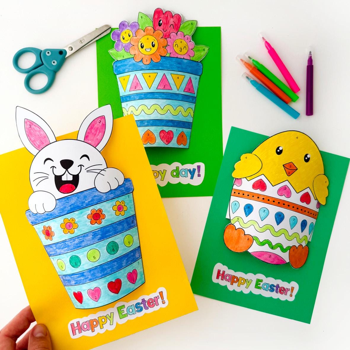 Easter Color by Code Pop-up Card Printable | Fun 3D Coloring Craft for ...
