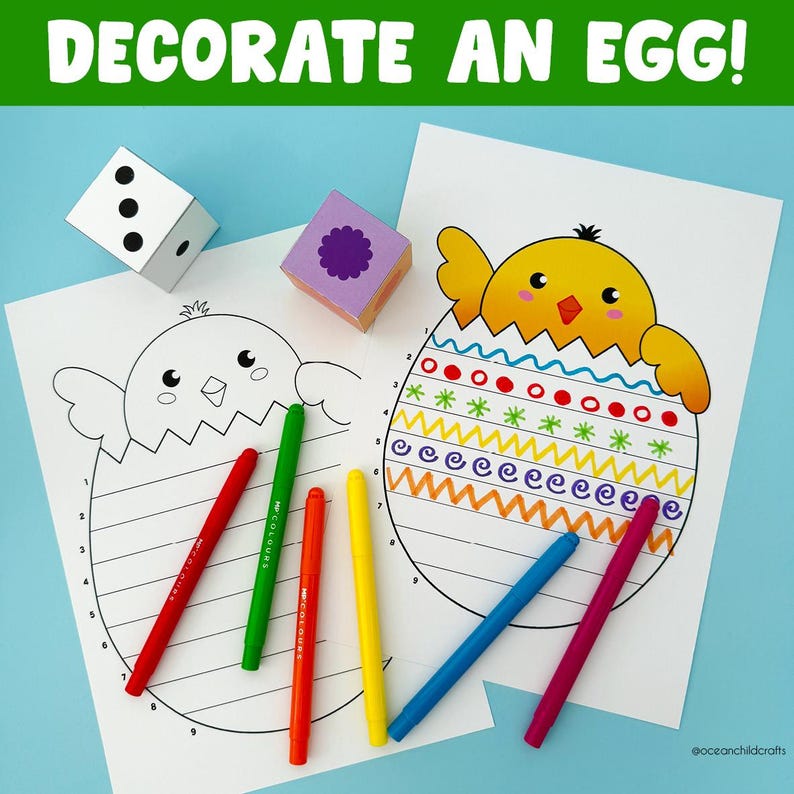 Roll an Easter Egg Printable Game Kids Activity Fun Pattern Learning ...