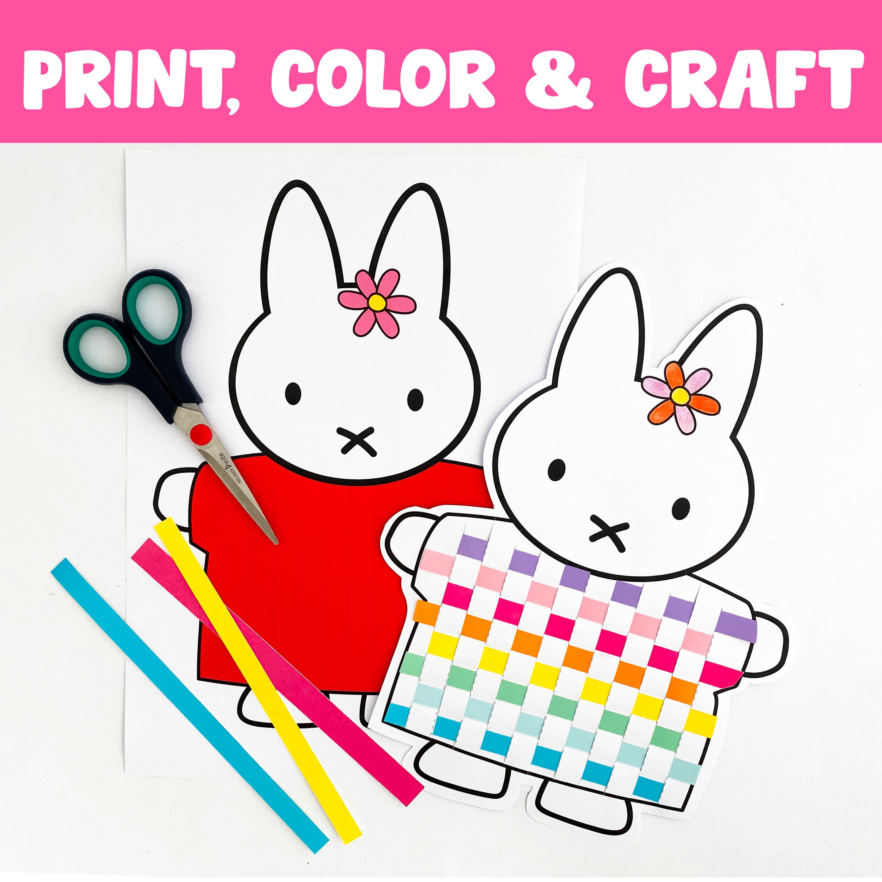 Preschool Bunny Craft Printable and Coloring Page – Paper Weaving Bunny ...
