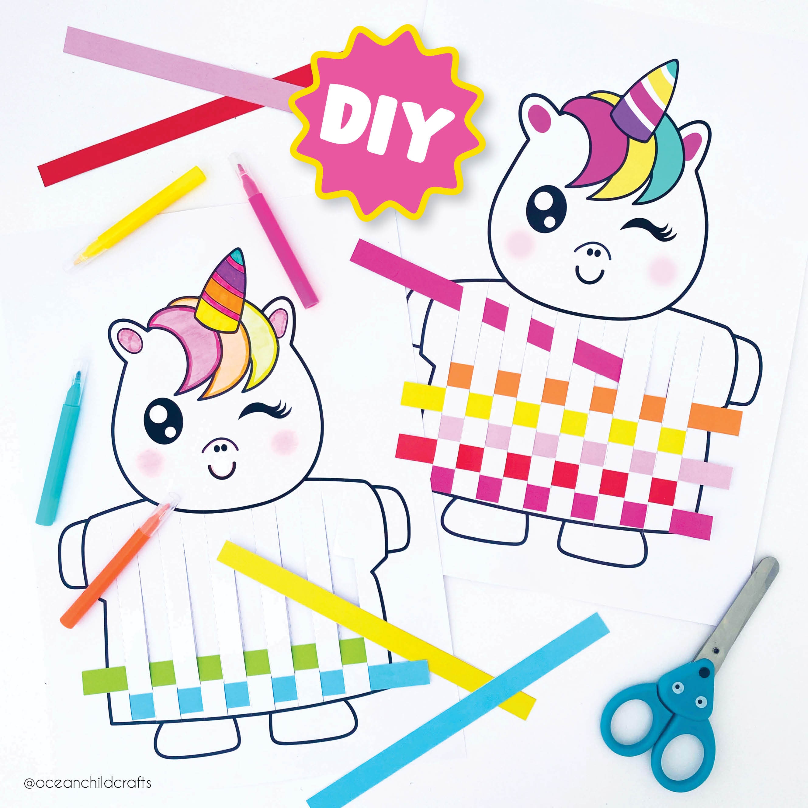 Unicorn Birthday Party Printable Activity Paper Craft Unicorn Printable ...
