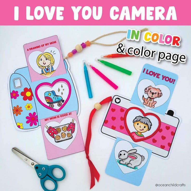 FUN Valentine's Day Printable Craft Bundle Kids FOUR Valentine Art ...