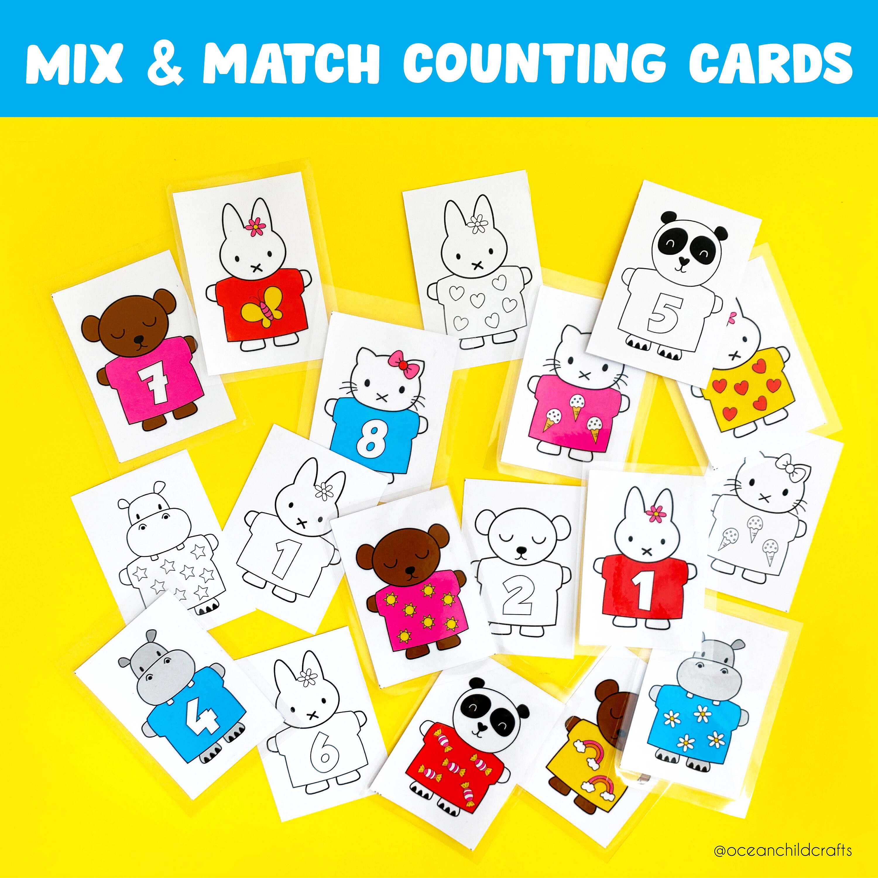 Animal Number Flashcards Printable Kids Counting Flash Cards Preschool ...