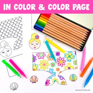 Big Bundle Mermaid Craft Activity Summer Camp Coloring Page Little ...