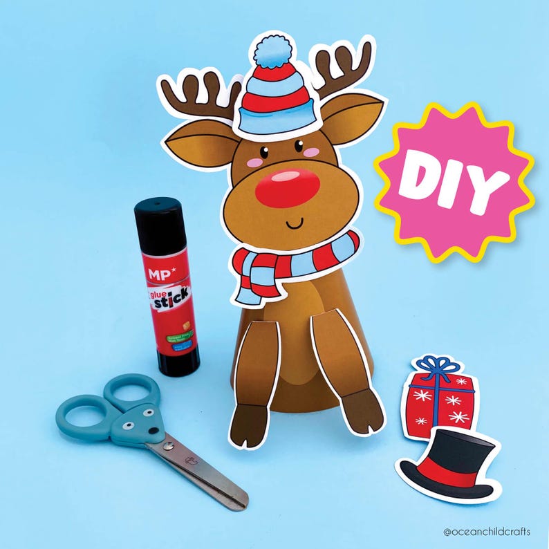 Printable Rudolph the Reindeer Craft for Kids, Preschool Color Cut and ...