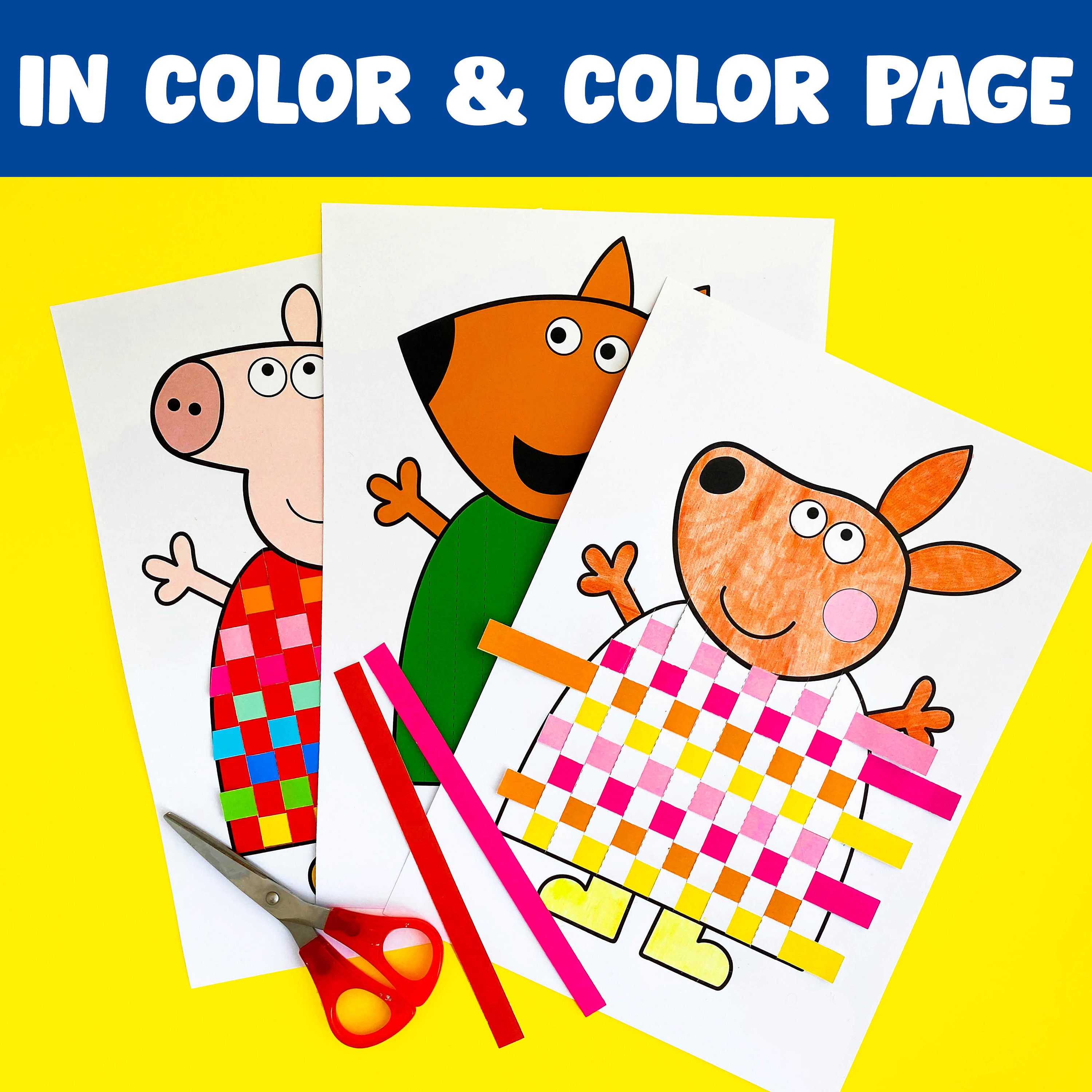 Animal Printable Paper Craft Animal Color Page, Weaving Craft Activity ...