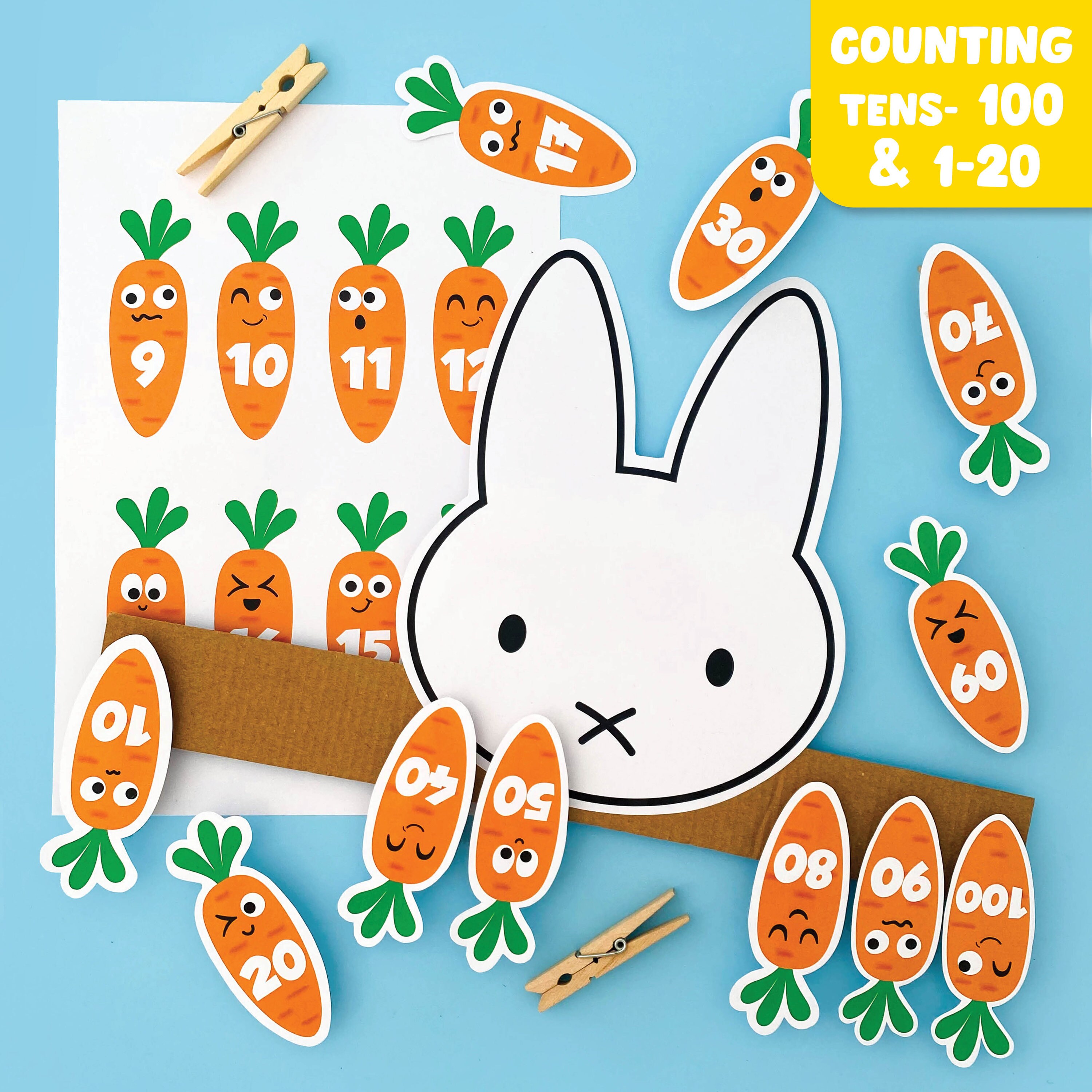 Number Counting Clip Cards for Kids Counting Tens Preschool Worksheet ...