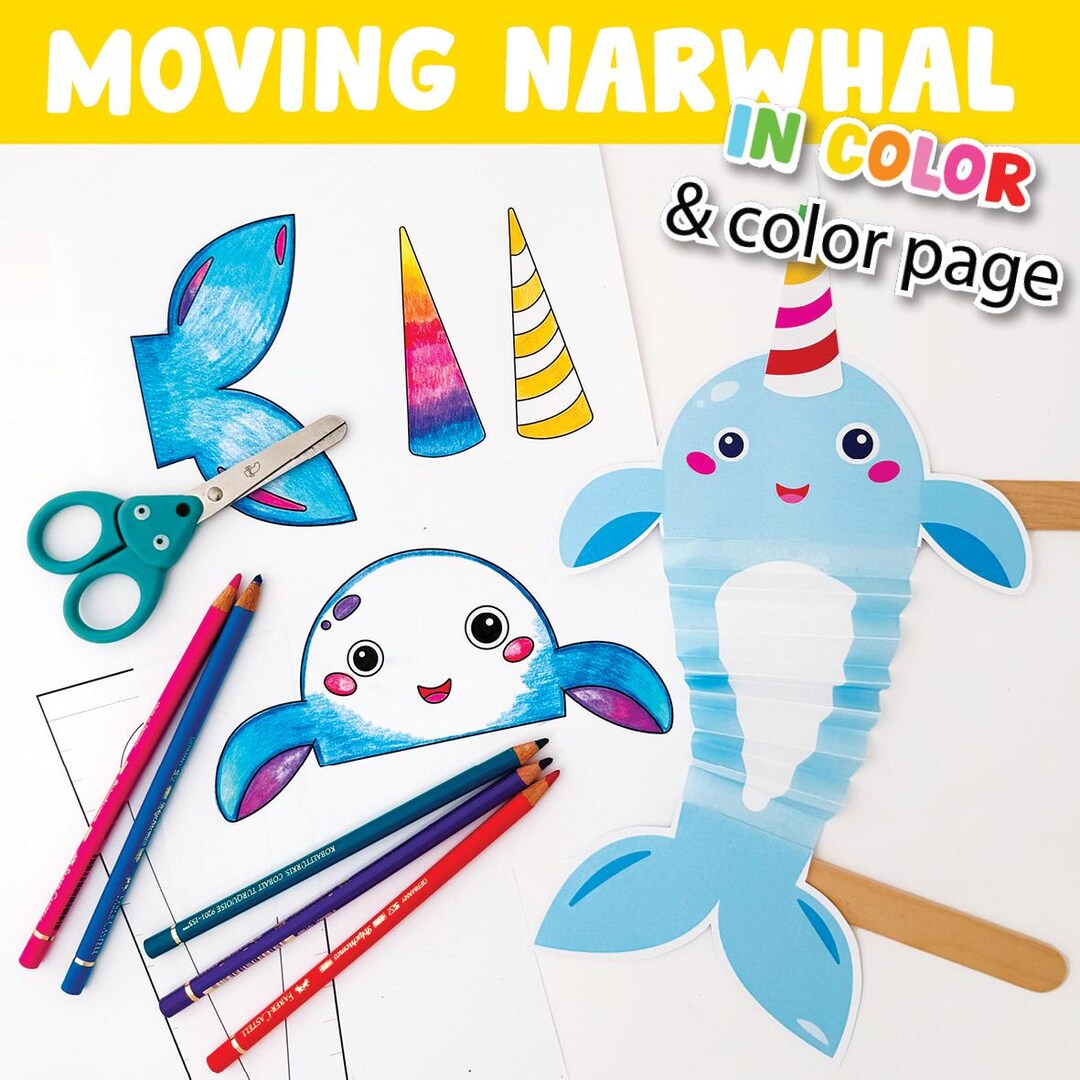 Fun Narwhal Printable Craft Activity, Build a Narwhal Template, Ocean ...