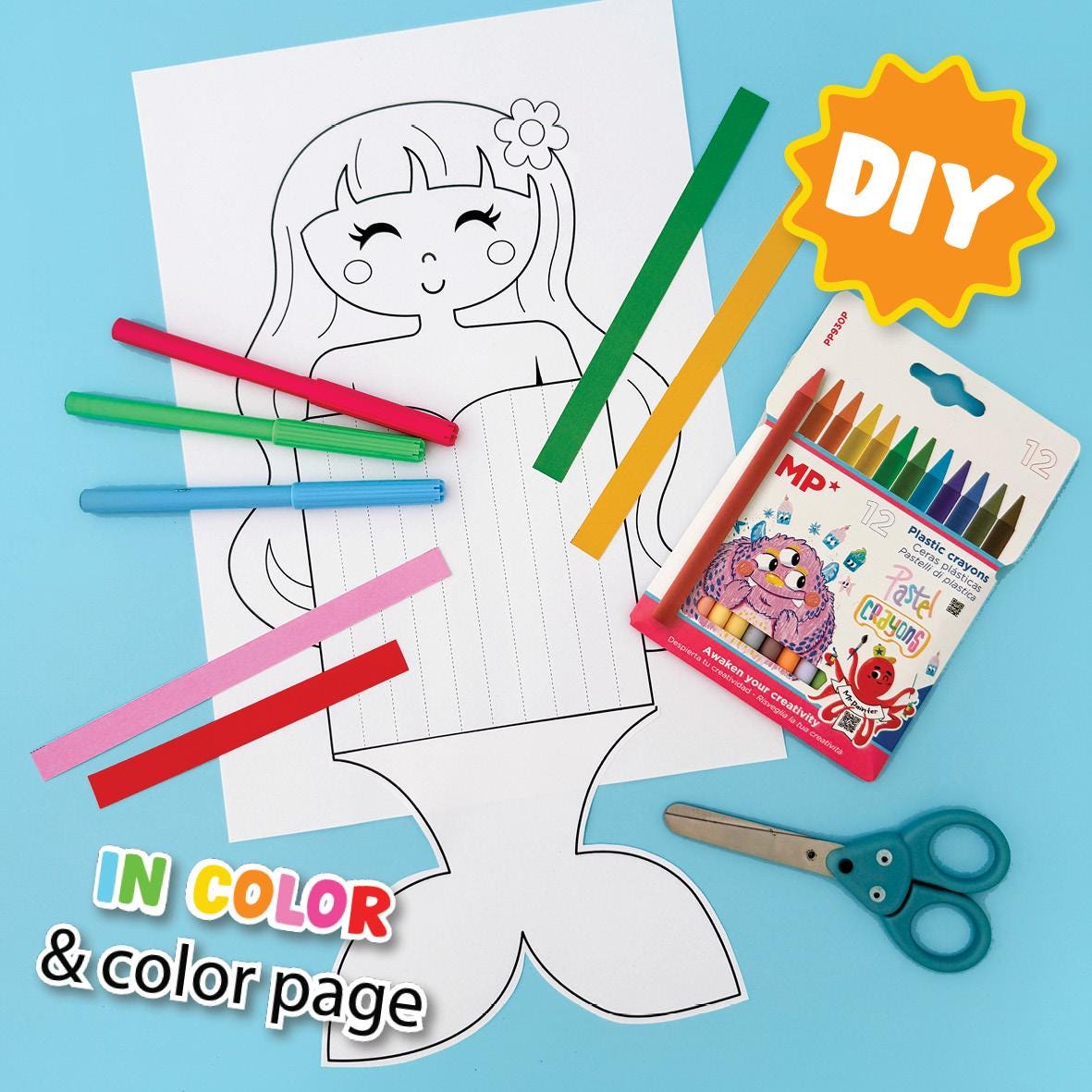 Mermaid Craft Printable Paper Weaving | Fine Motor Activity for Kids ...