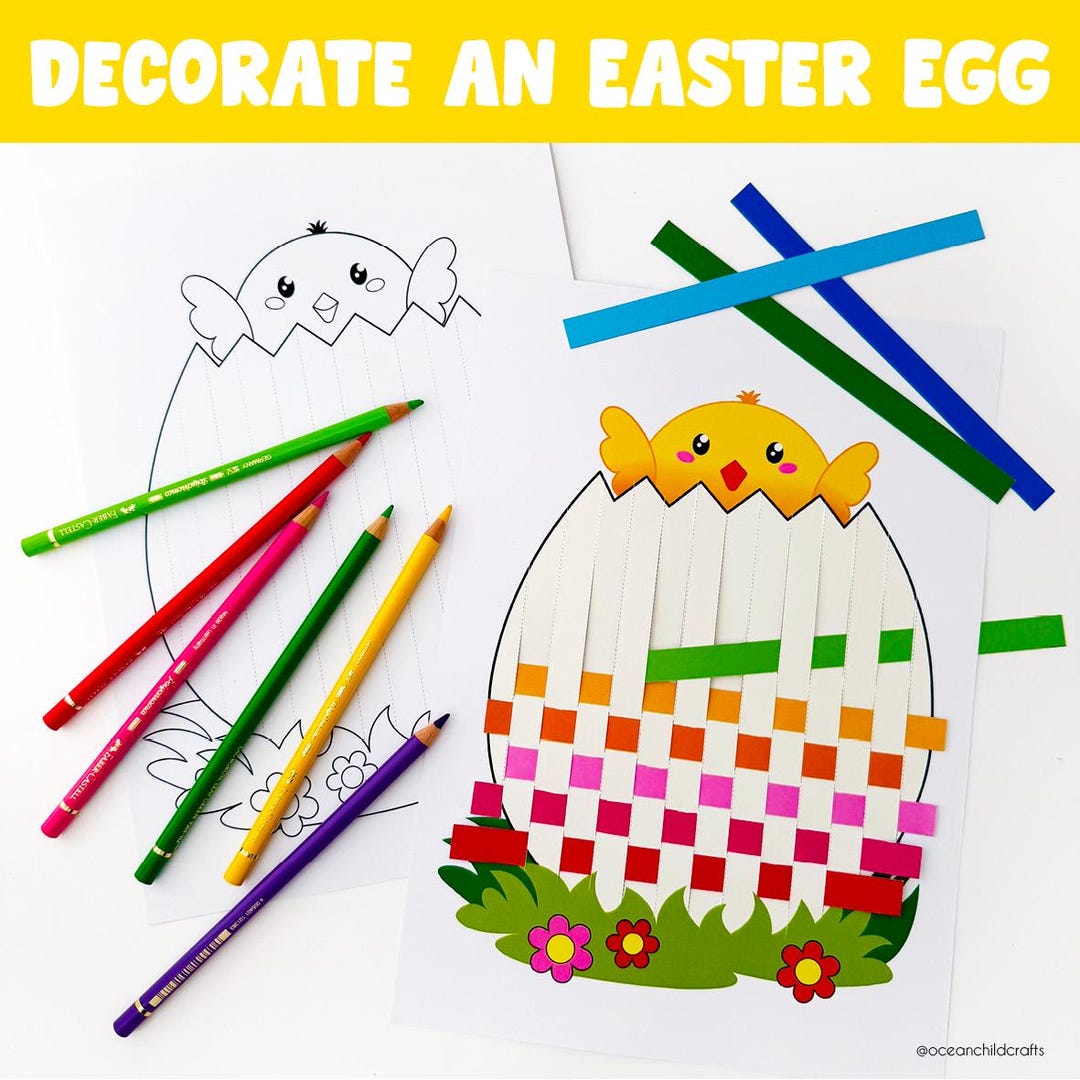 Decorate an Easter Egg Printable Craft Fine Motor Worksheet Spring Low ...