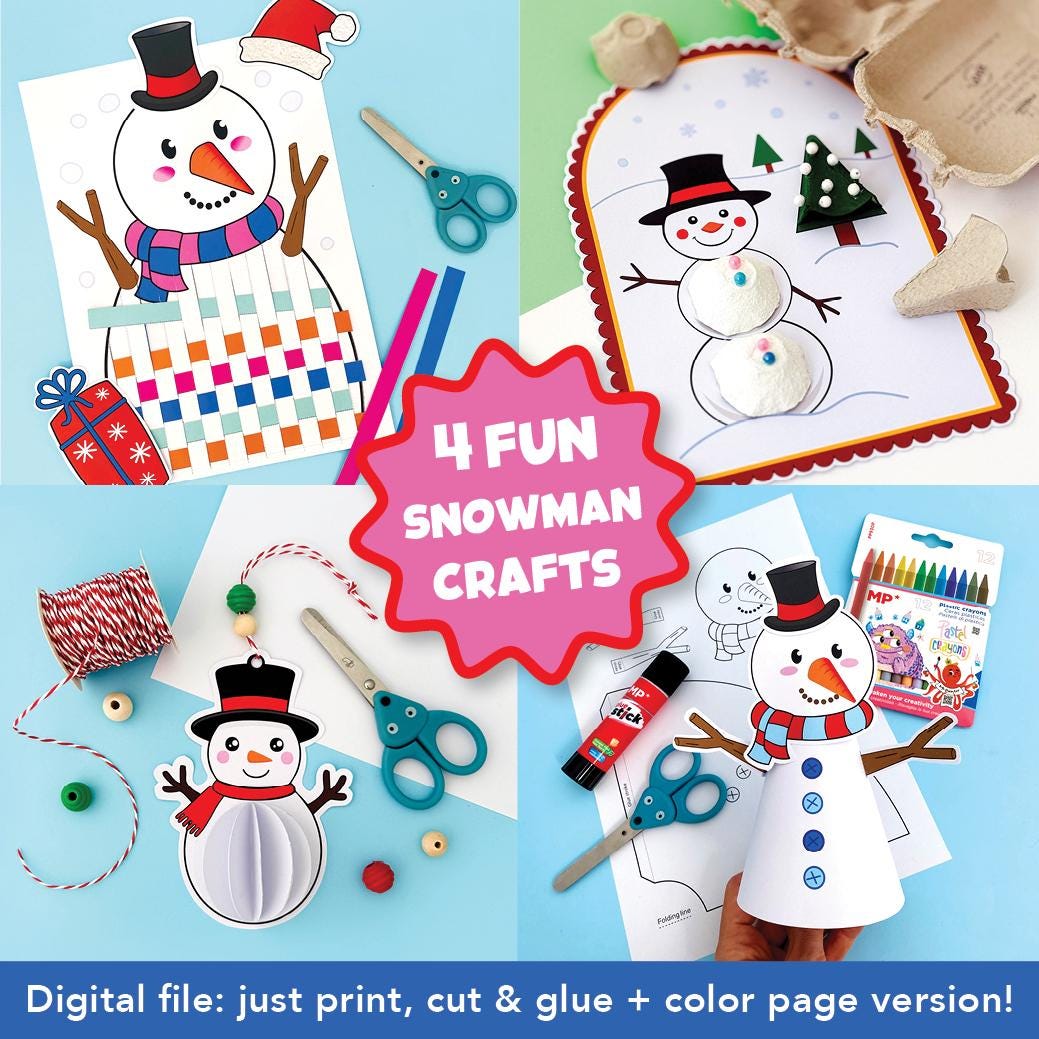Printable Snowman Craft Bundle | Low Prep Winter Crafts for Kids | Fun ...