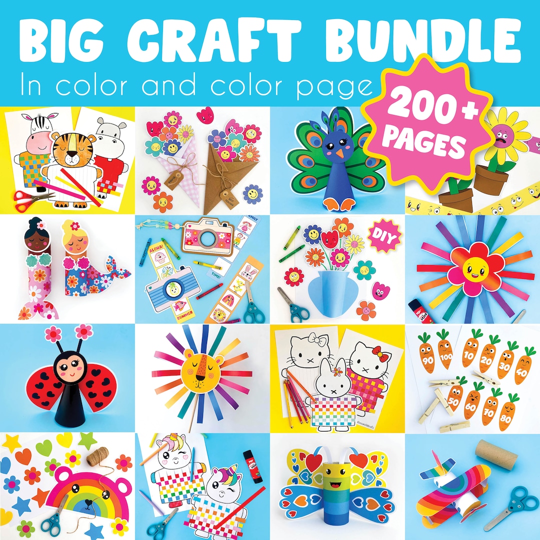 BIG Craft Printable Bundle Kids Summer Activities Montessori Worksheet ...