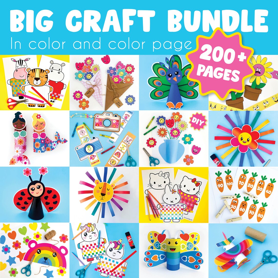 BIG Craft Printable Bundle Kids Summer Activities Montessori Worksheet ...