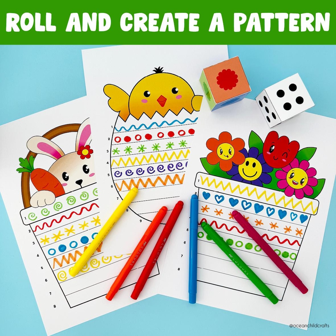 Worksheet Roll A Pattern Spring Activity Kids Easter Printable Fine ...