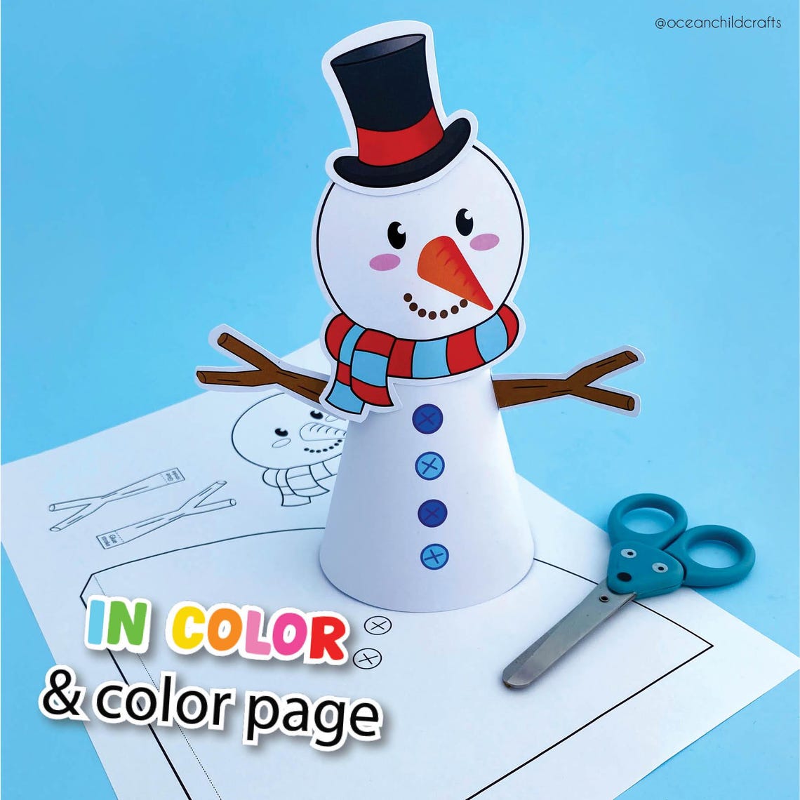 Printable Snowman Craft Activity Kids Winter Worksheet Classroom ...