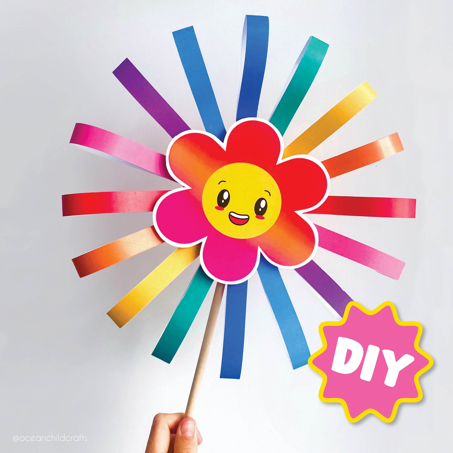 BIG Rainbow Flower Craft Printable, Back to School Activity, Colorful ...