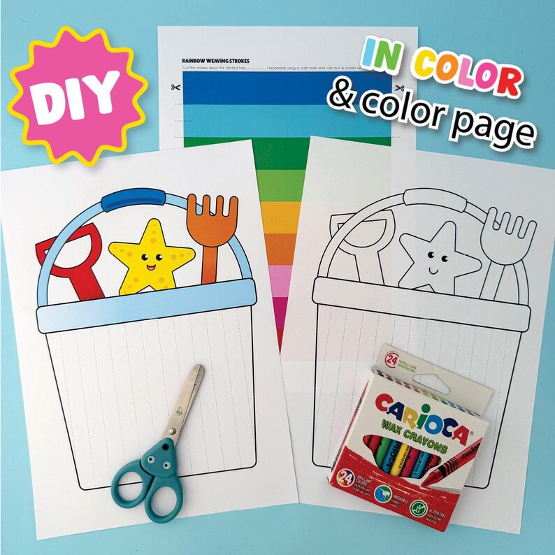 Beach Bucket Weaving Craft Printable – Summer Fine Motor Activity for ...
