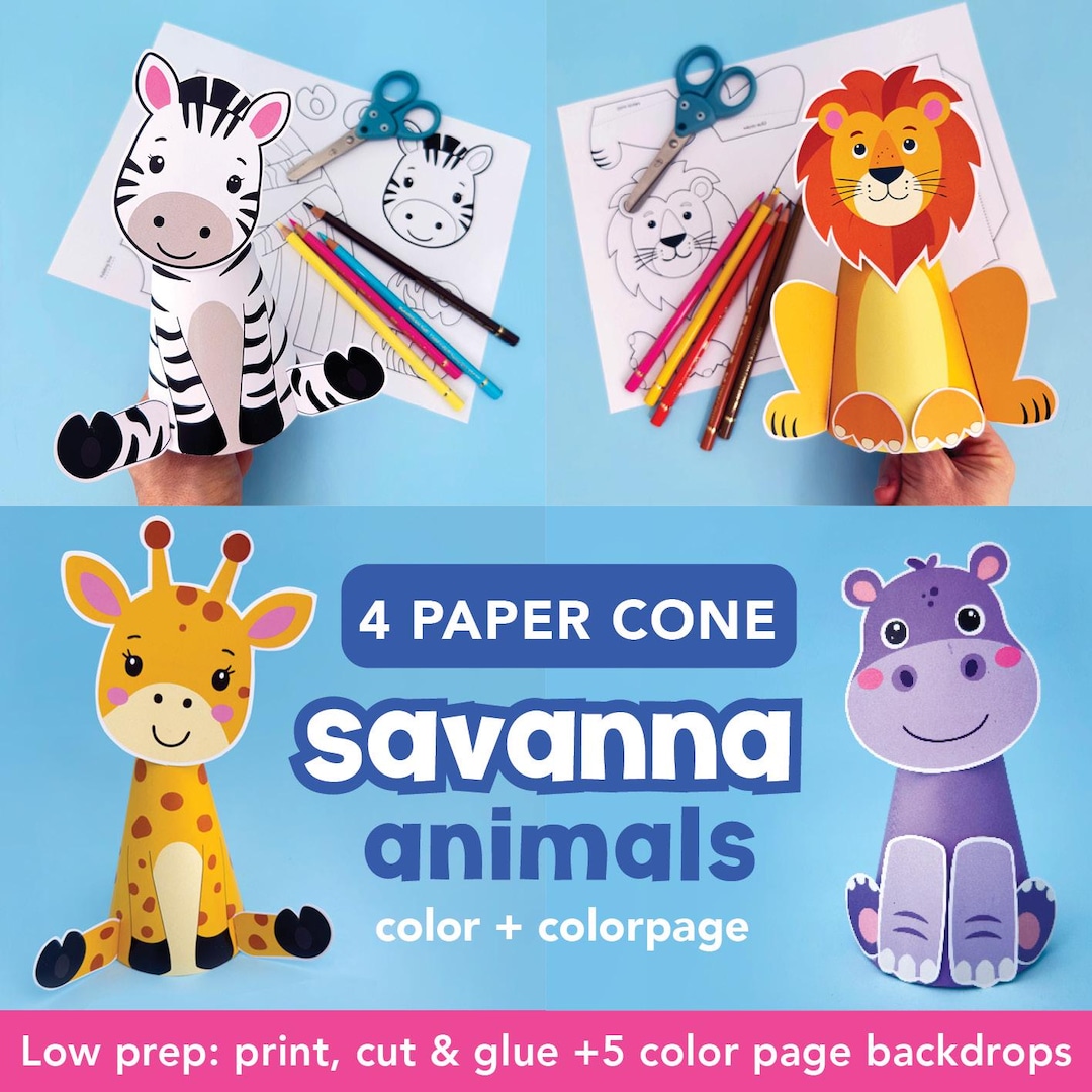 Savanna Animals Craft Bundle for Kids | African Animals Printable | Zoo ...