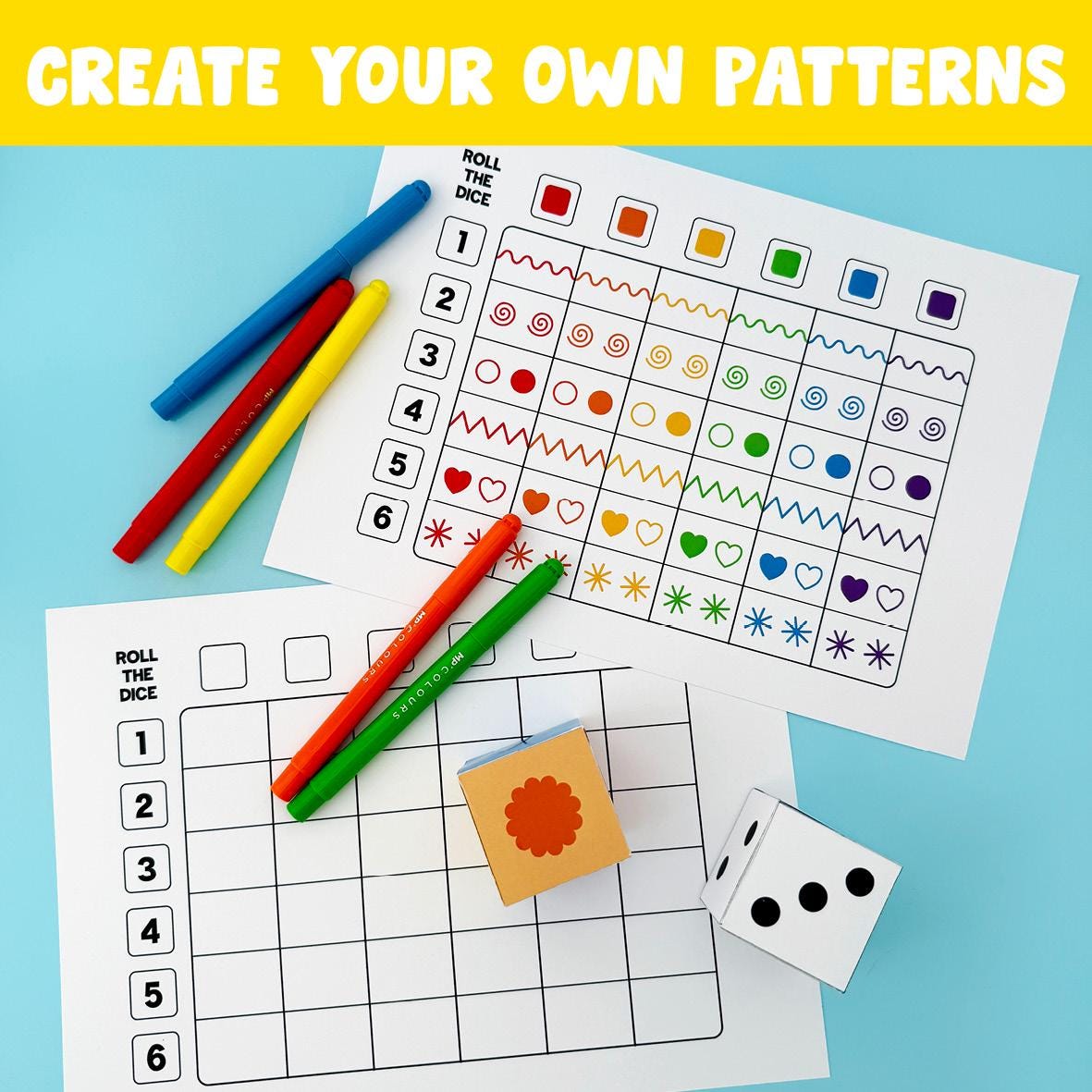 Roll A Pattern Printable Sea Turtle Game Dice Activity Ocean Animal ...