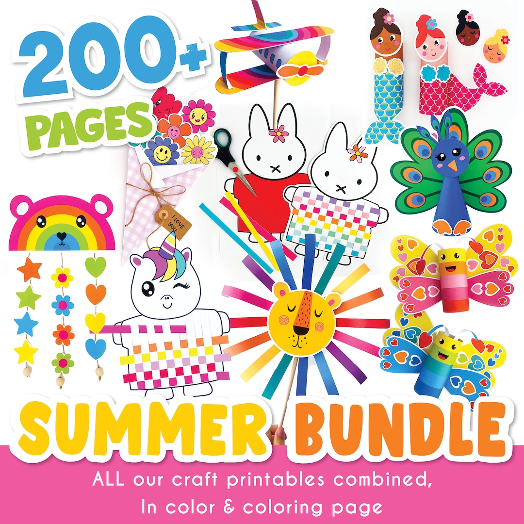 Summer Craft Bundle Kids Low Prep Art Activities Summer Printables Fine ...