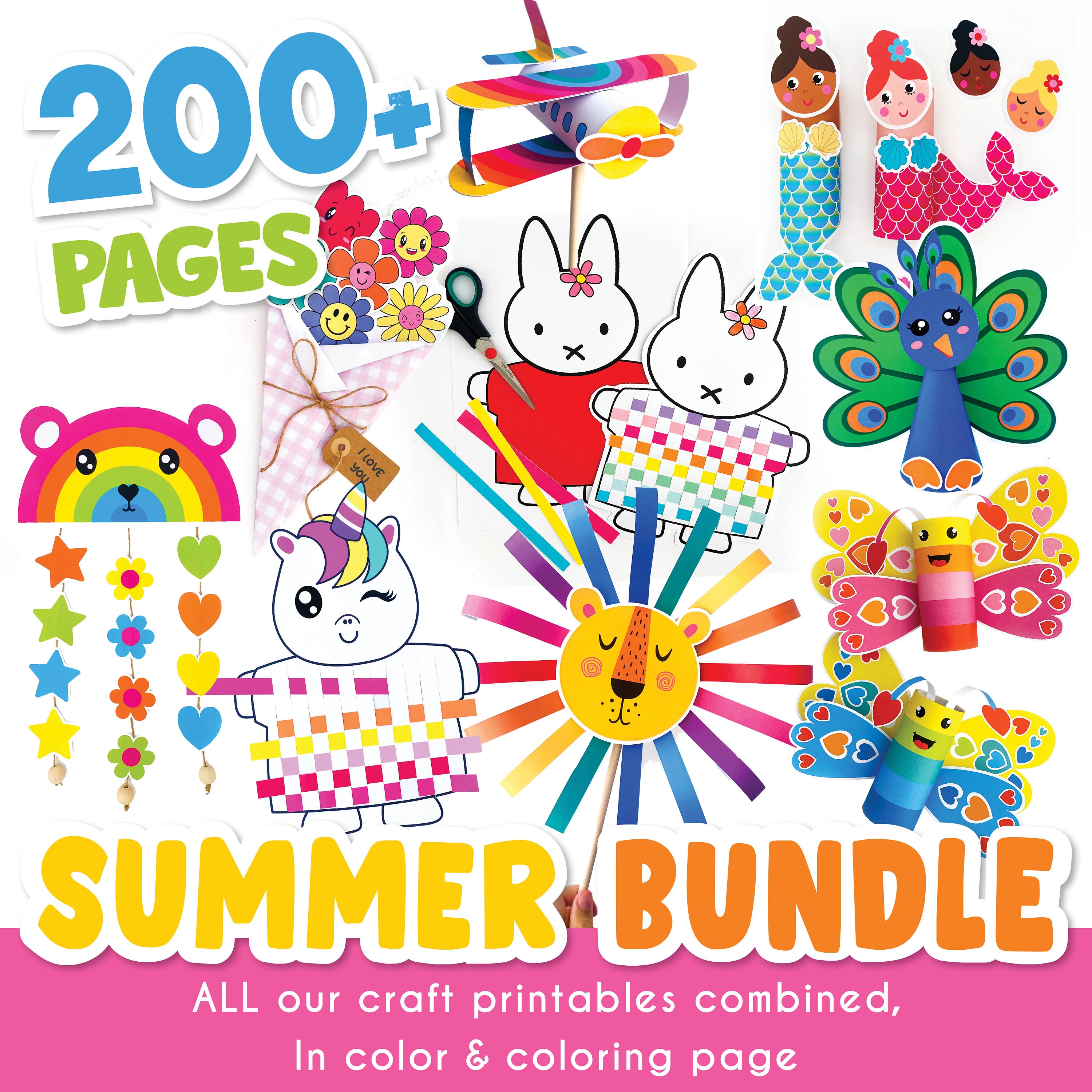 Summer Craft Bundle Kids Low Prep Art Activities Summer Printables Fine ...