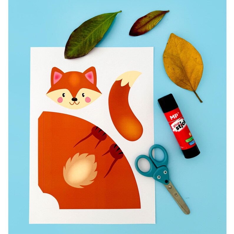 Fox Craft Printable Fall Woodland Animal Activity, Kids Coloring & Cut ...