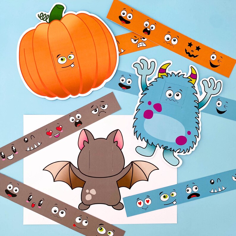 Fun Halloween Craft Printable With Emotions, Coloring Page Halloween ...
