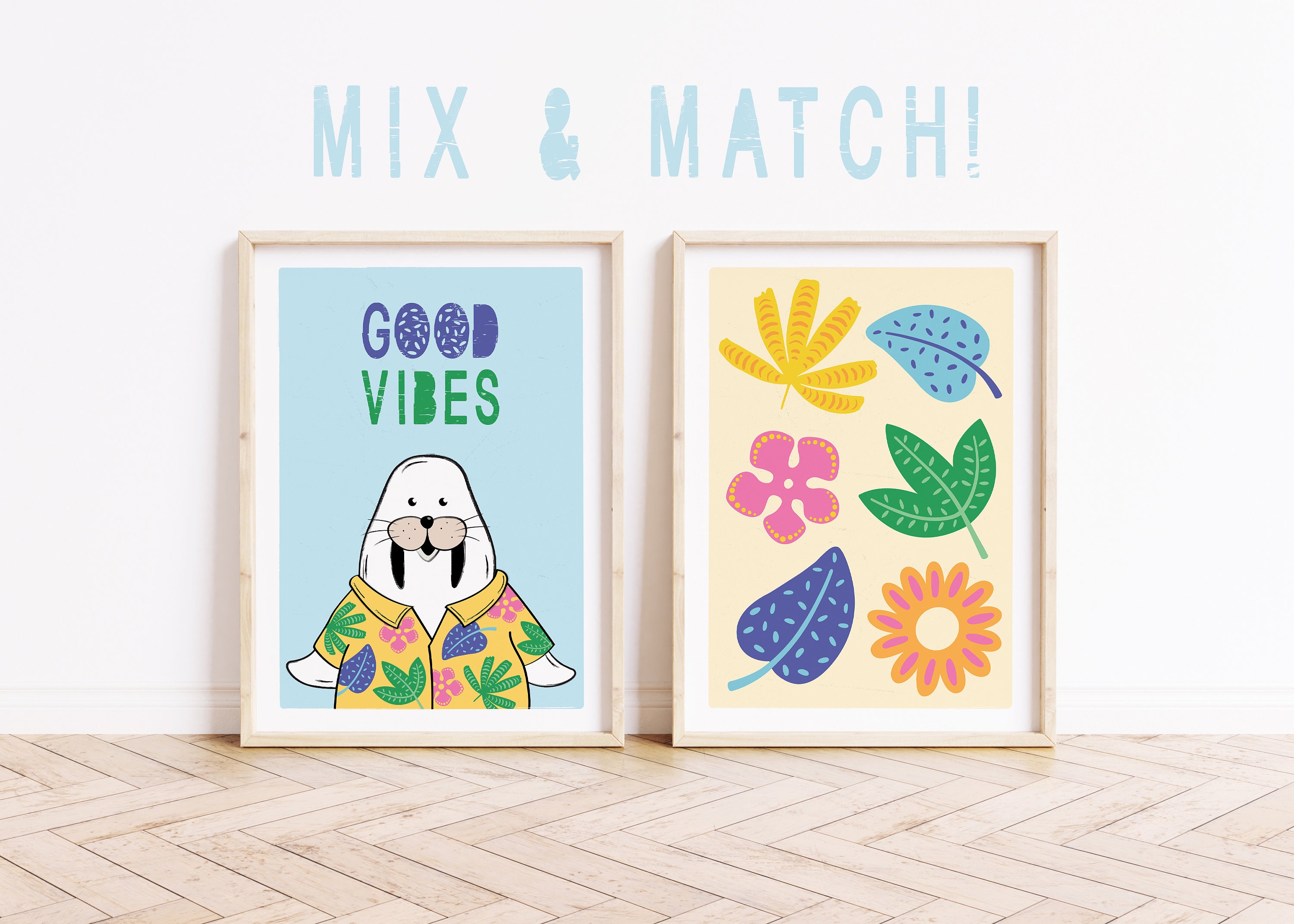 Good Vibes Classroom Poster Happy Playroom Poster Seal Animal Poster ...