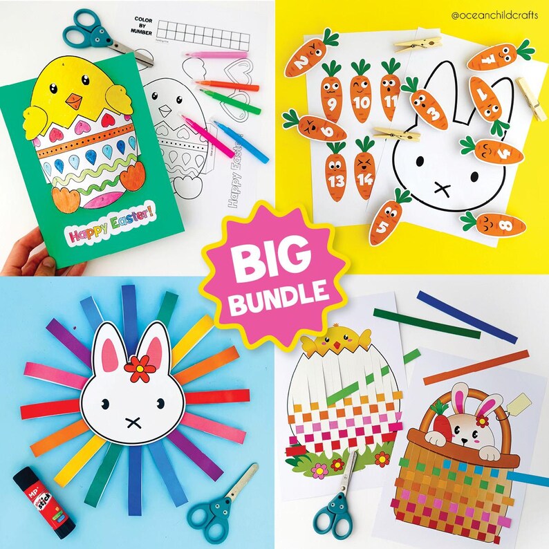 BIG Easter Printable Bundle Kids Crafts Easter Coloring Pages Spring ...