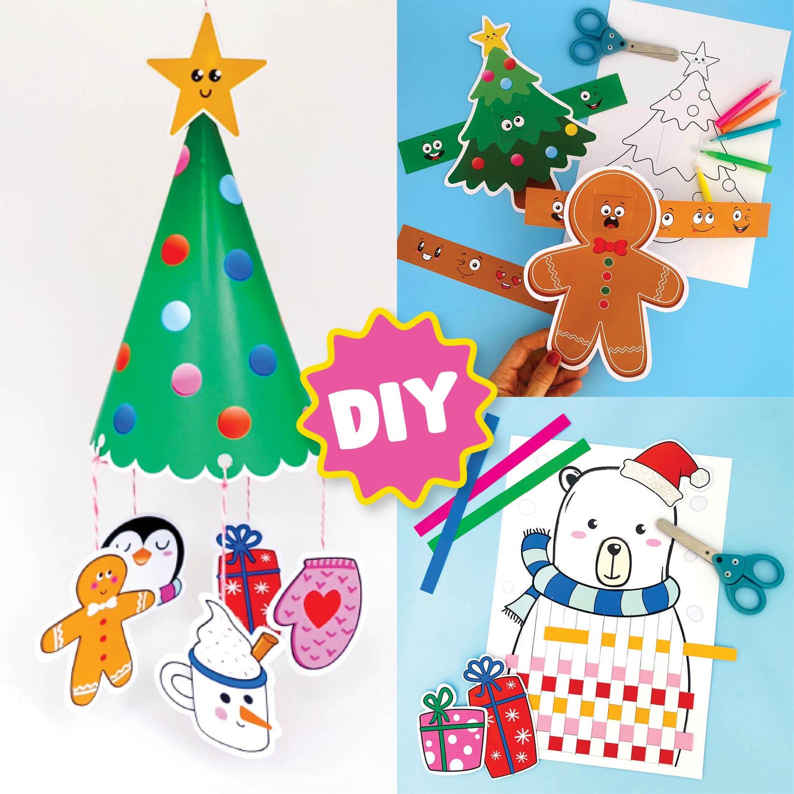 BIG Christmas Printable Bundle Kids Holiday Craft Templates Coloring ...