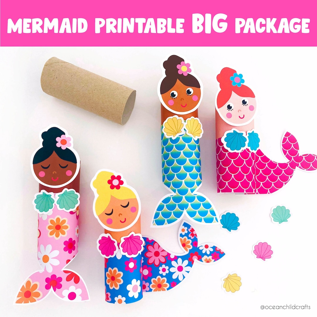 BIG Mermaid Printable Activity Mermaid Party Printable Summer Craft ...