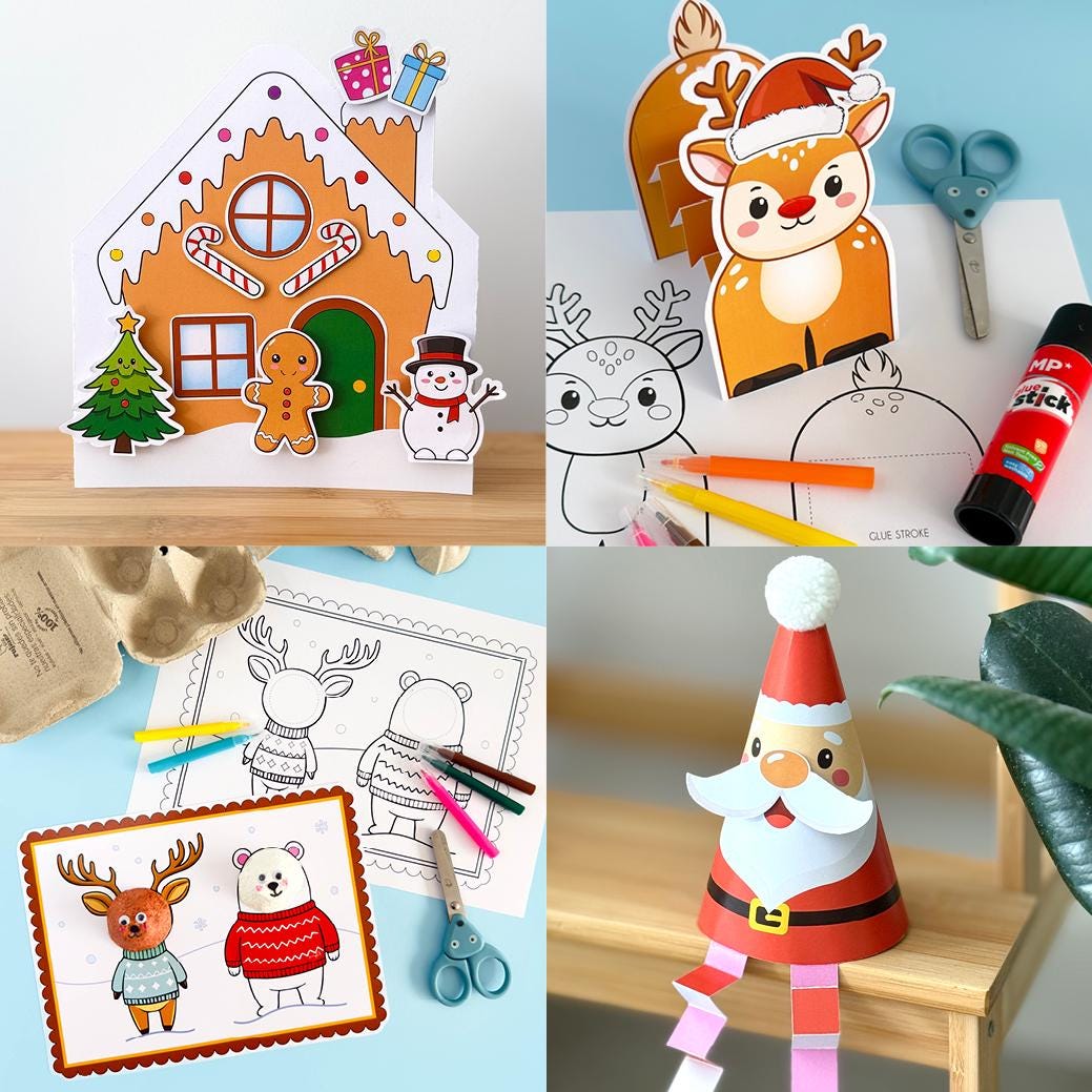 Christmas Craft Bundle Low-prep | Printable Winter Activities Kids Fine ...