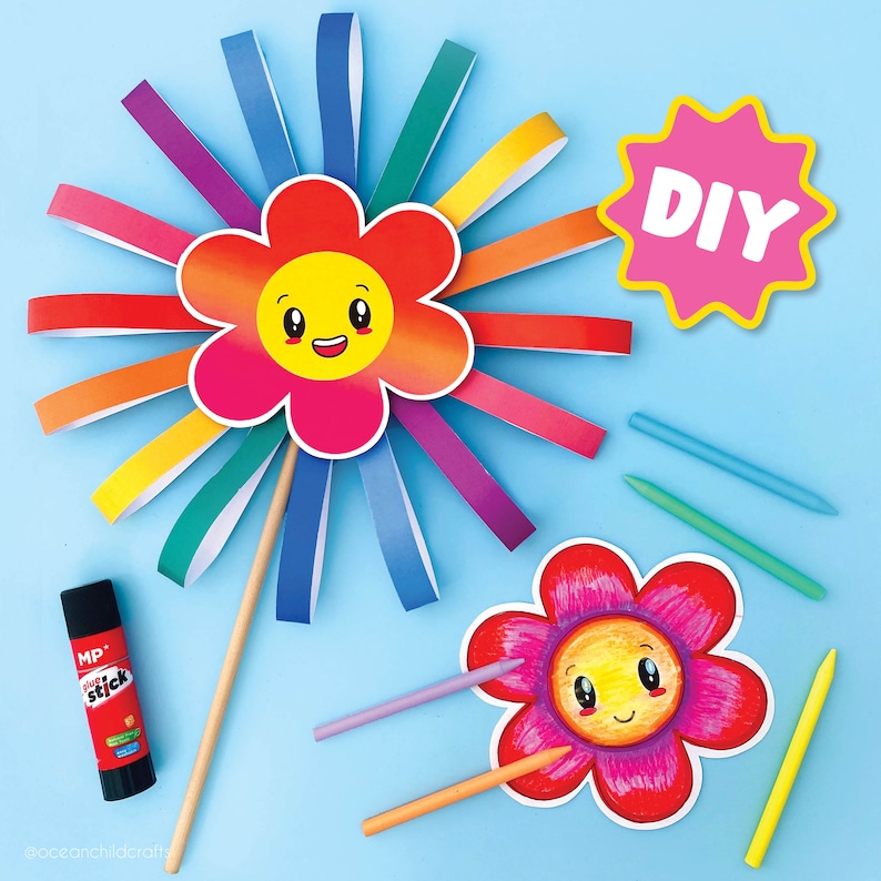 BIG Rainbow Flower Craft Printable, Back to School Activity, Colorful ...