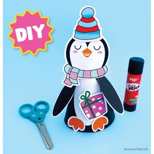 Penguin Craft for Kids, Penguin Color Cut Glue Kids Template Winter ...