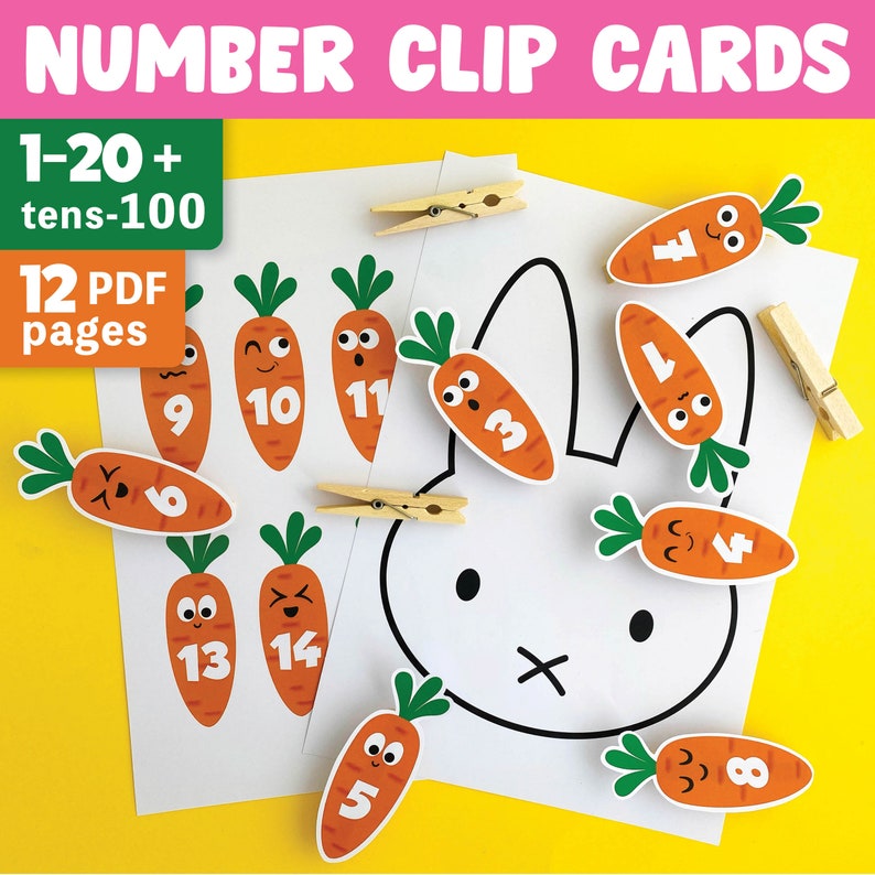 Number Counting Clip Cards for Kids Counting Tens Preschool Worksheet ...