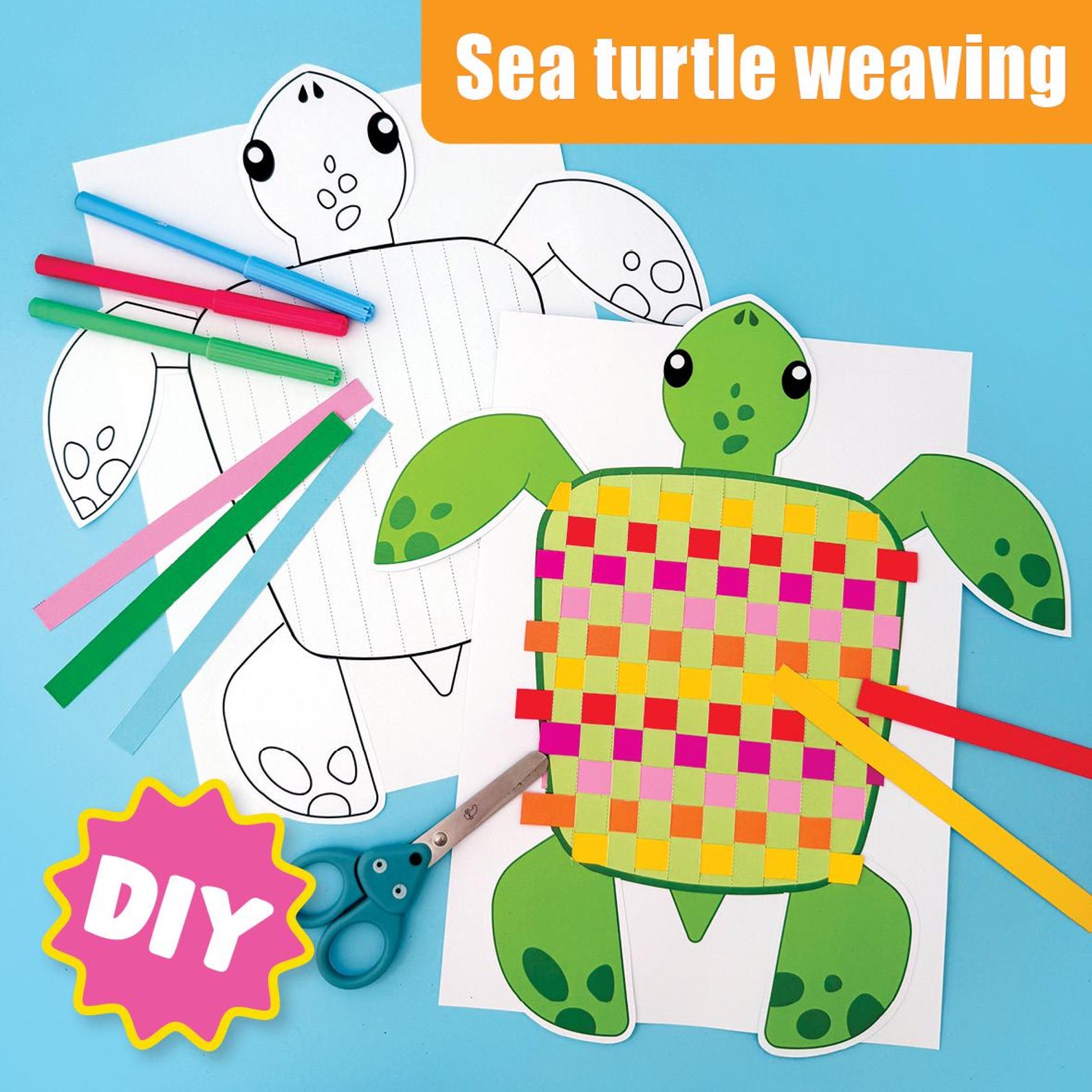 Sea Turtle Craft Printable Summer Activity Kids Ocean Day Template Fine ...