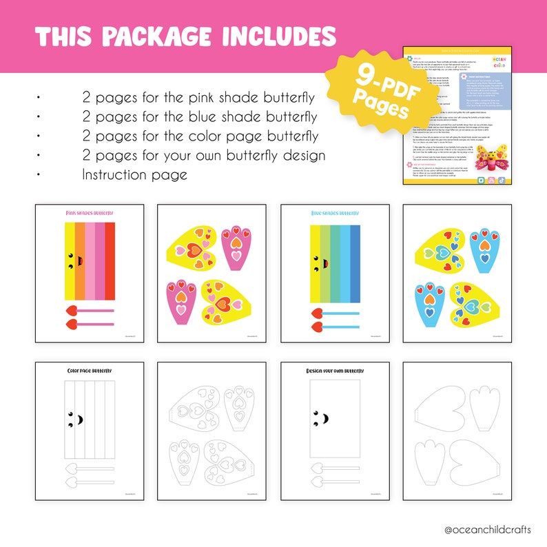 Butterfly Craft Printable Kids Spring Craft Kindergarten Classroom ...