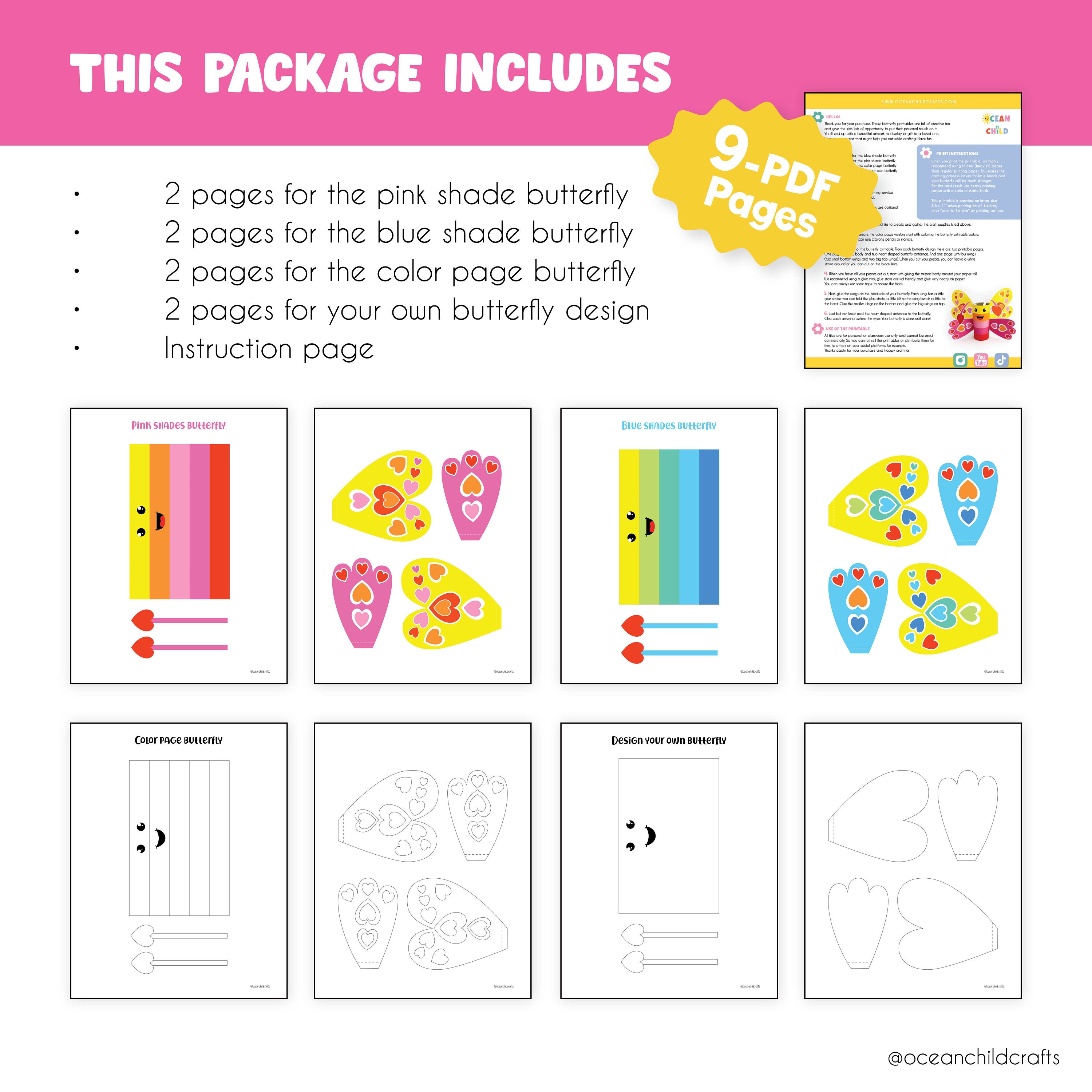 Butterfly Craft Printable Kids Spring Craft Kindergarten Classroom ...