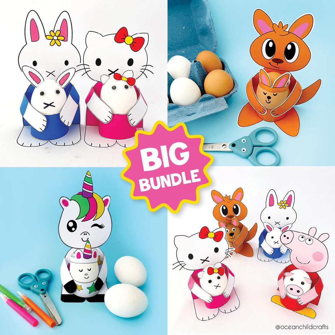 Easter Craft Printable Bundle: Kids Coloring Pages & Spring Games (PDF ...