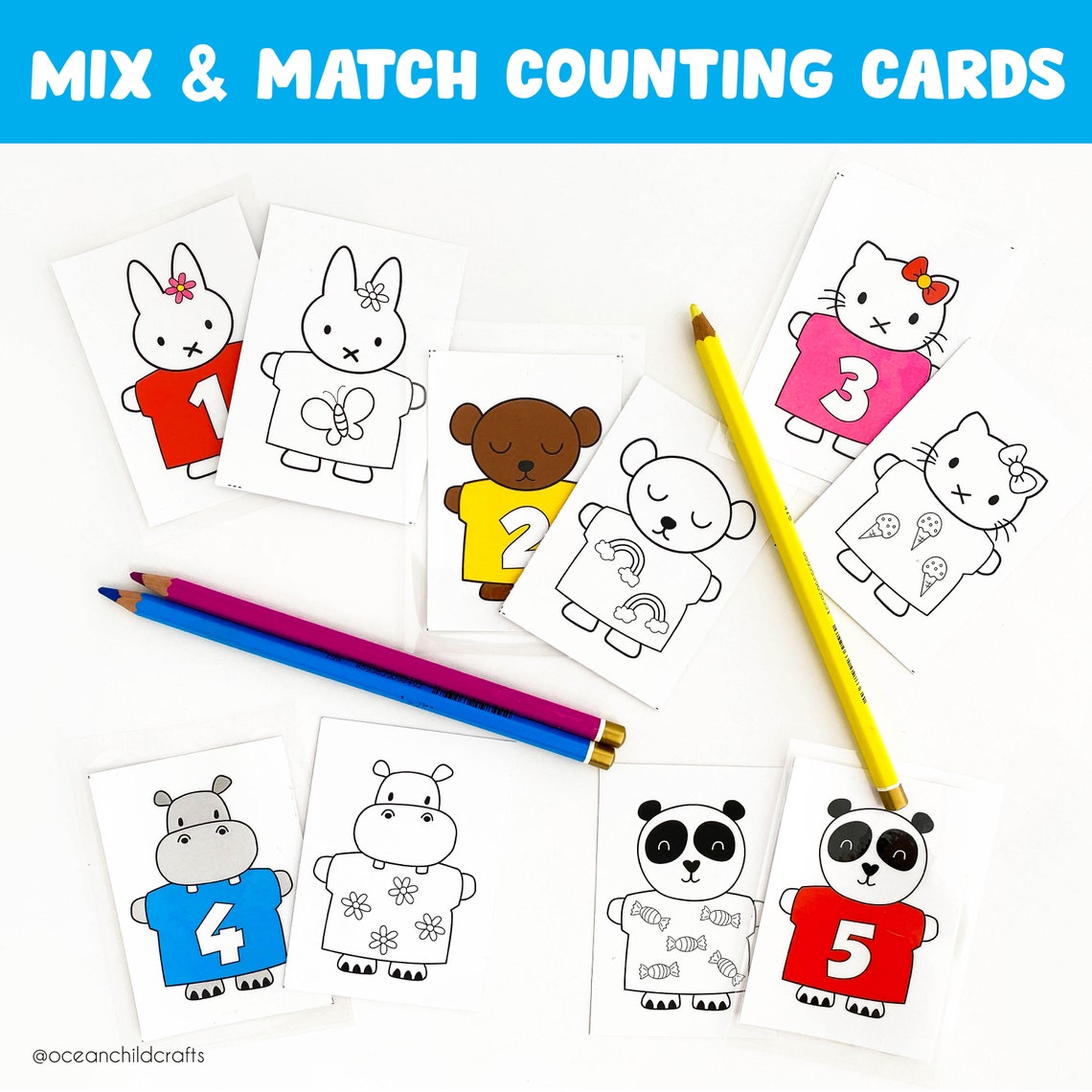 Animal Number Flashcards Printable Kids Counting Flash Cards Preschool ...