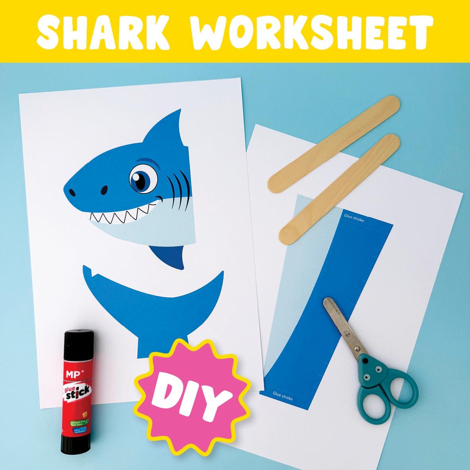 Shark Craft Printable Ocean Animals Coloring Page Activity Summer Camp ...