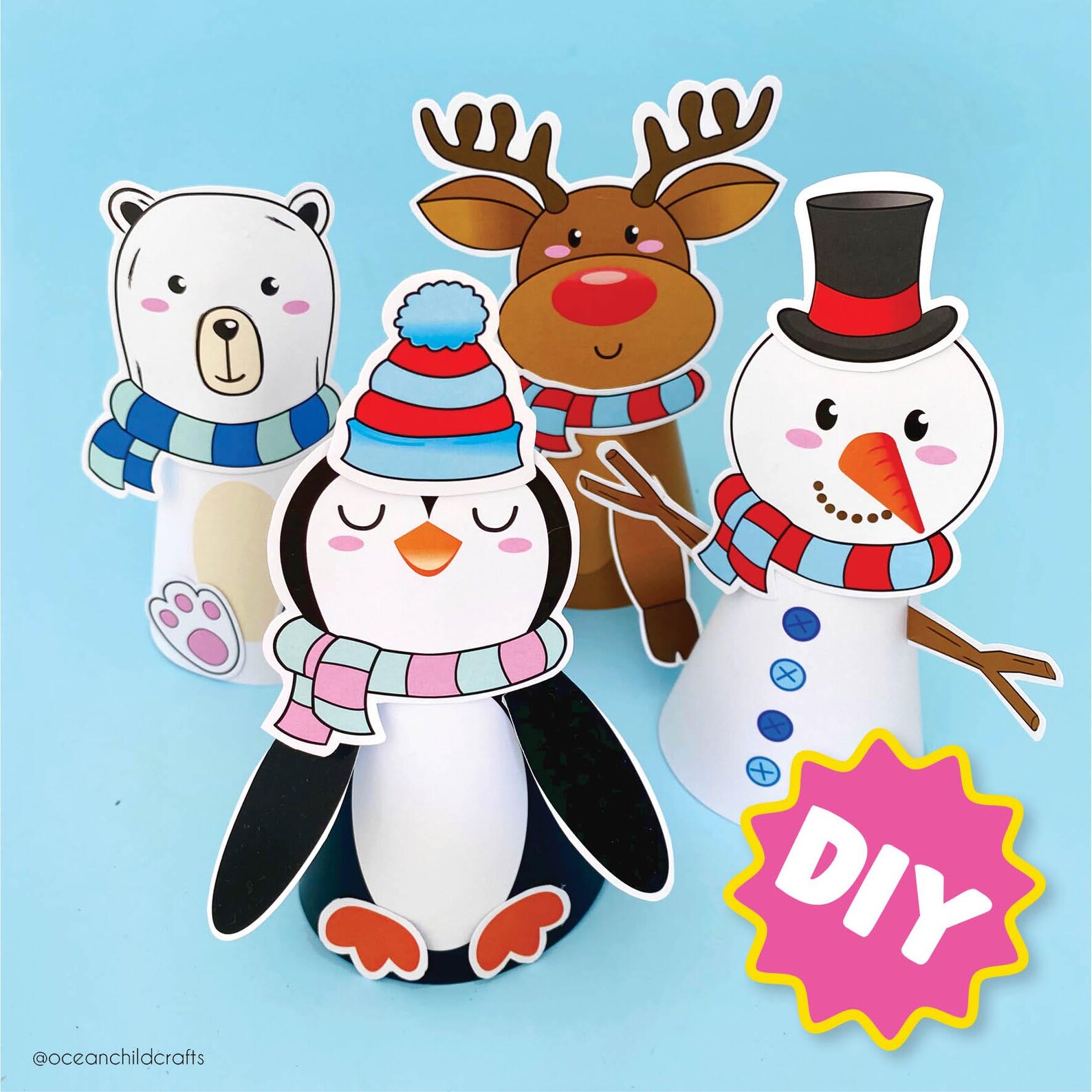 Rudolph Reindeer Cone Puppet Craft Printable | Fun Christmas Art ...