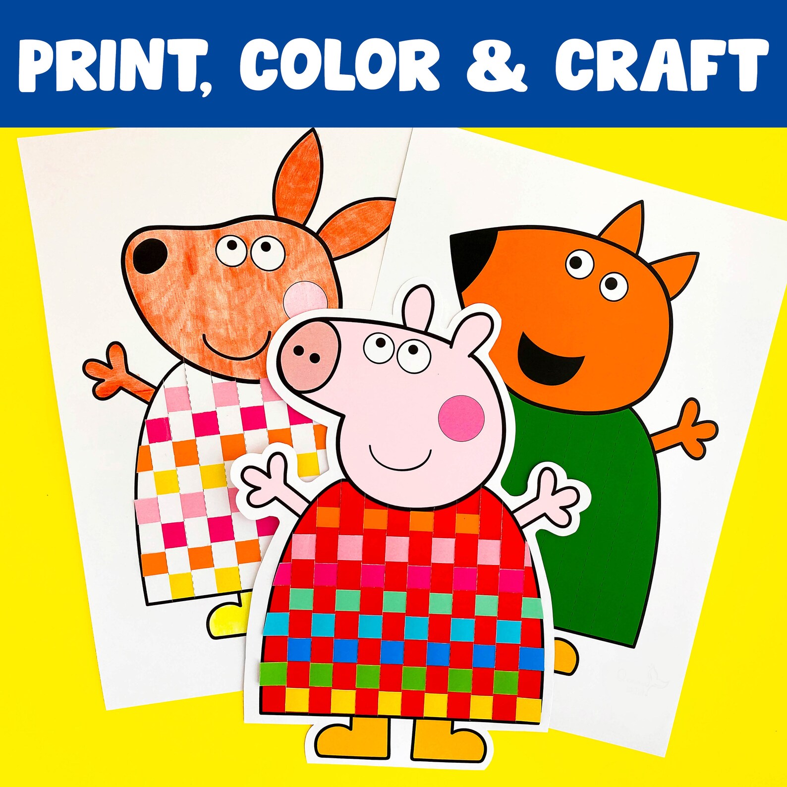 Animal Printable Paper Craft Animal Color Page, Weaving Craft Activity ...