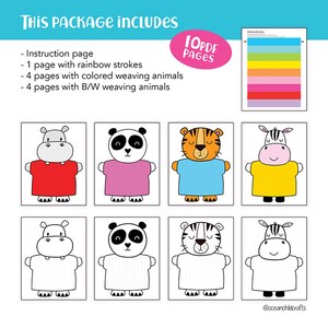 Paper Animals Printable Craft Activity Kids Weaving Template Animal ...