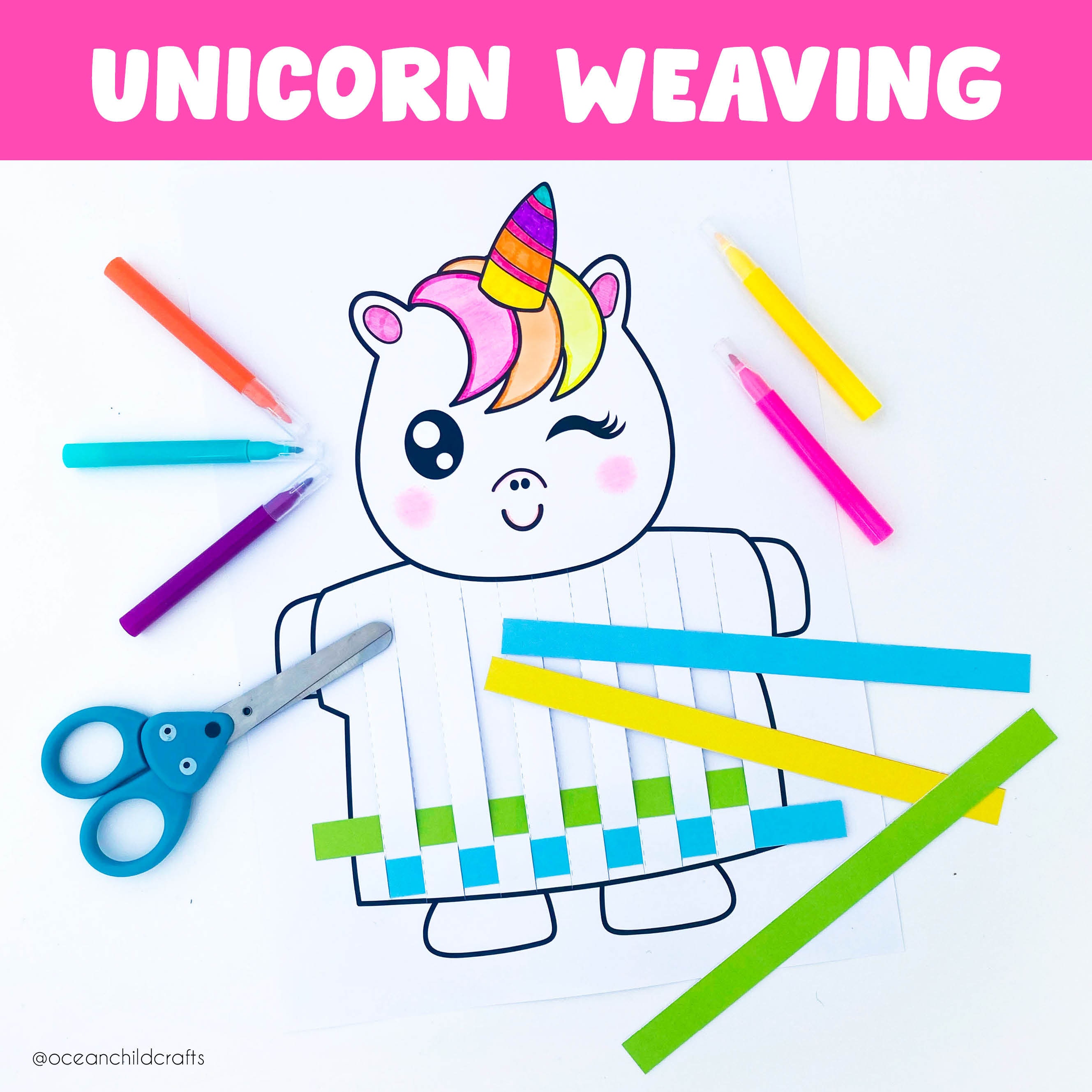FUN Unicorn Craft Printable Kids Activity Unicorn Party Craft Preschool ...
