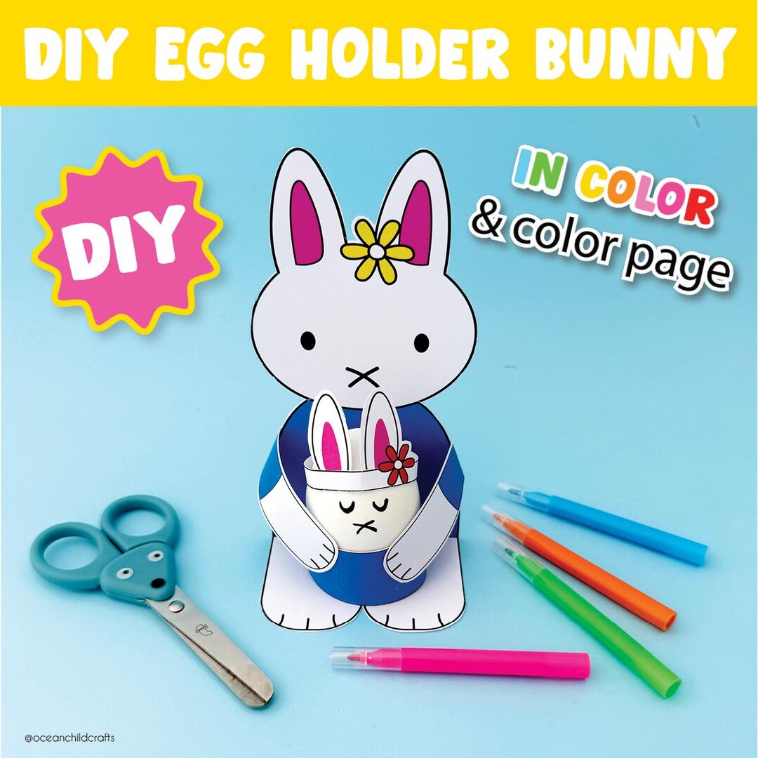 Printable Easter Egg Holder Bunny Craft Template Coloring Page Easter ...